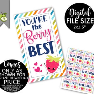 You're the Berry Best Printable Gift Tags Strawberry - Etsy