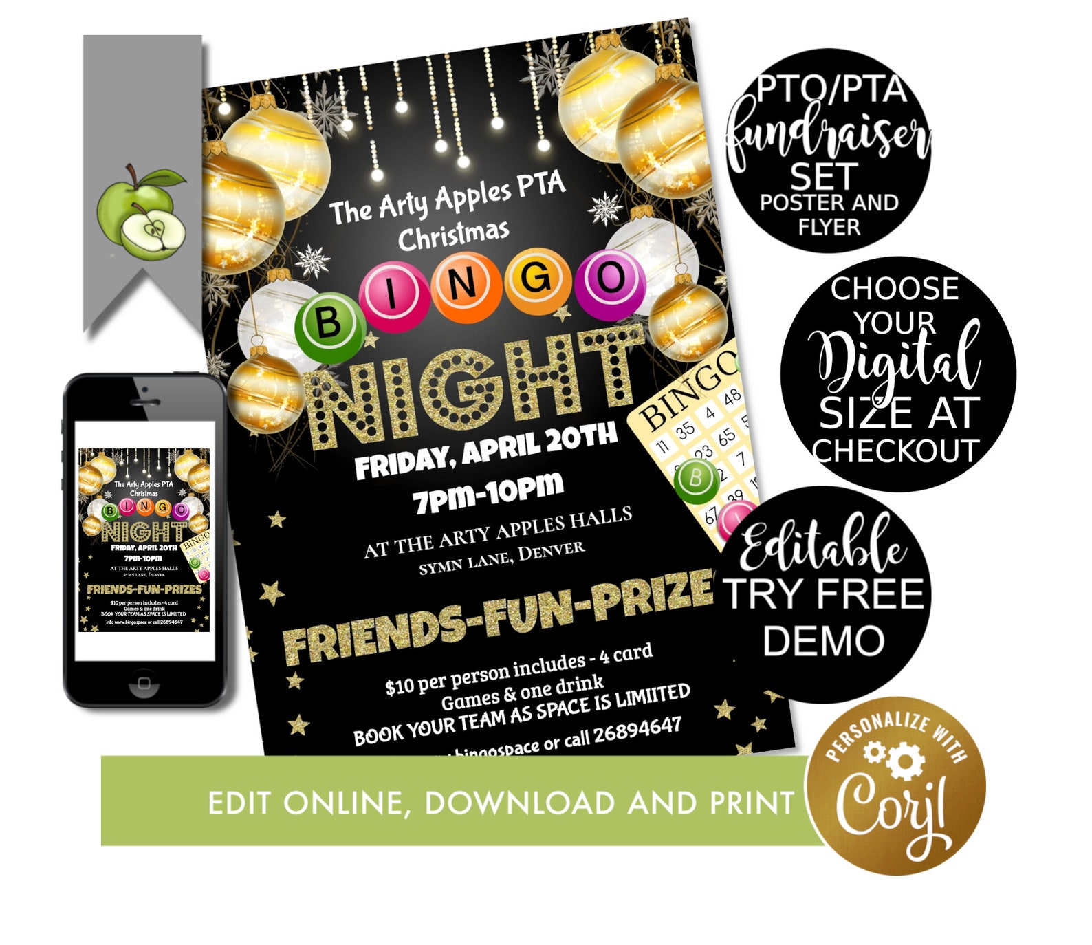 Christmas Bingo Night Flyer Editable Fundraiser Bingo Night | Etsy UK