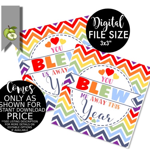 End of Year Class Bubbles Gift Tags You Blew Me Away This - Etsy