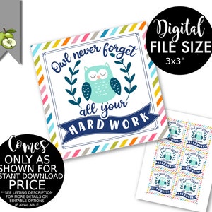 Teacher Owl Gift Tag, Teacher Appreciation, Staff Appreciation Week ...