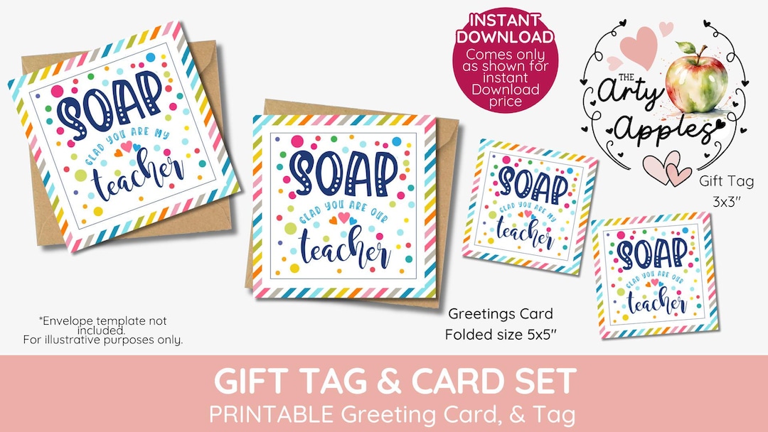 Teacher Appreciation Gift Tag & Card, Soap Theme (INSTANT DOWNLOAD) - Etsy