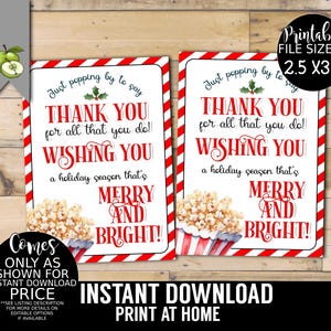 Popping by Popcorn Gift Tags, Christmas Pop With Joy, Printable Gift ...