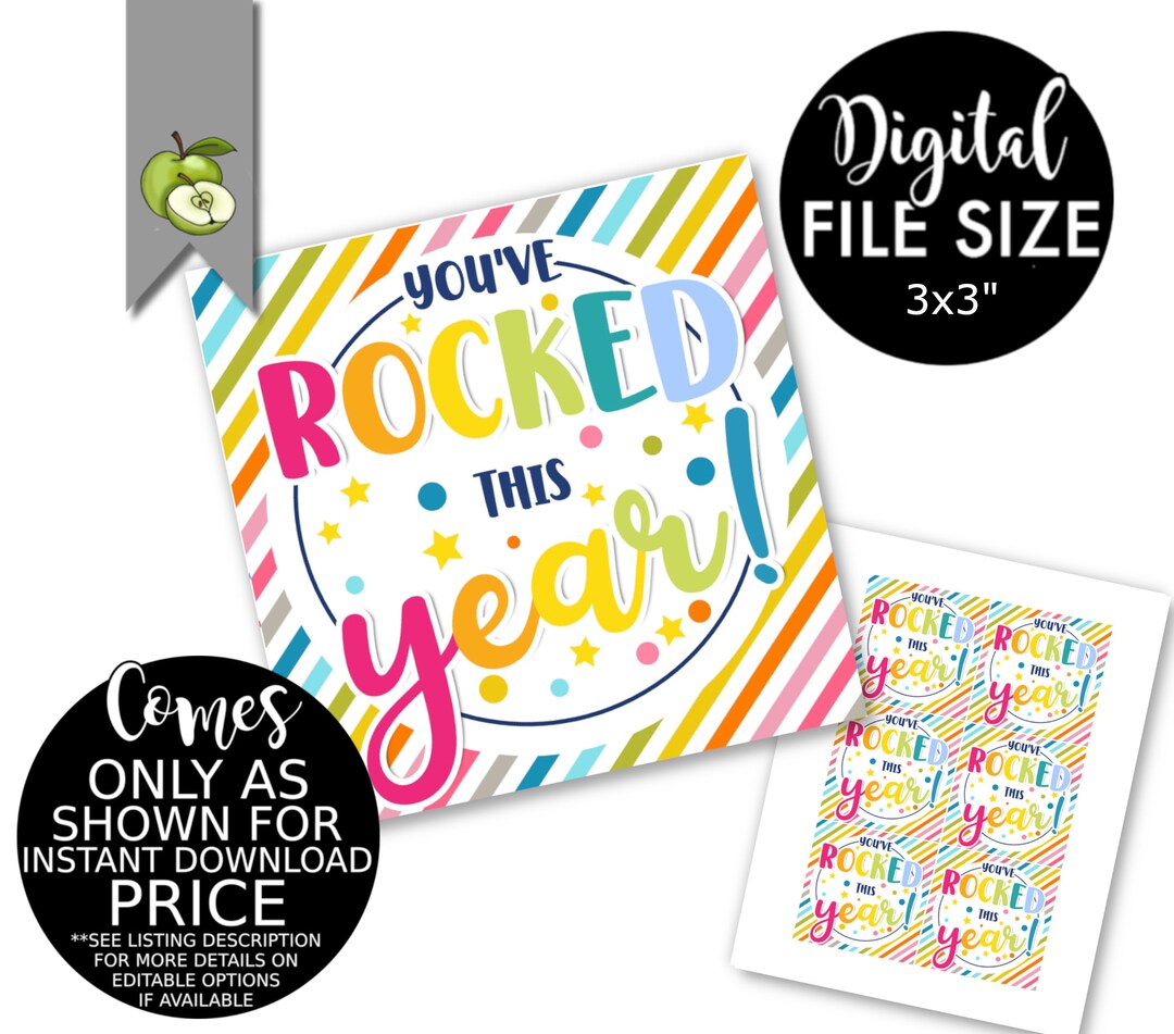 You've Rocked This Year I Hope Your Summer Rocks, Rock Gift Tag, Class ...