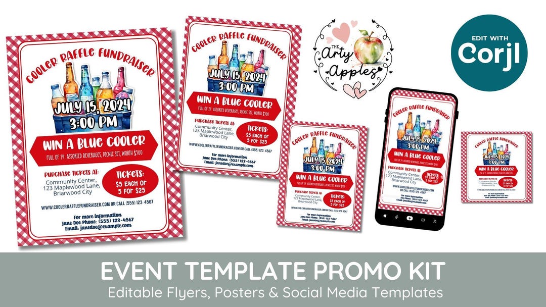 Editable Cooler Raffle, Support Our Cause, Raffle Ticket, Grand Prize ...