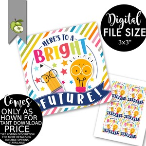 Here's to A Bright Future Printable Gift Tag, Light Bulb Favor Tags ...