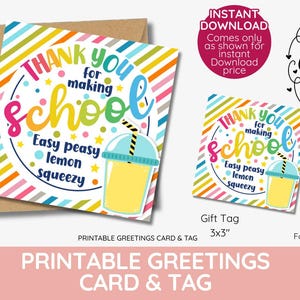 Lemon Gift Tags and Card, Thanks for Making School Easy Peasy Lemon ...
