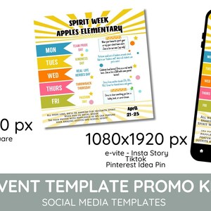 Editable School Spirit Week Schedule Template, Spring Spirit Week ...