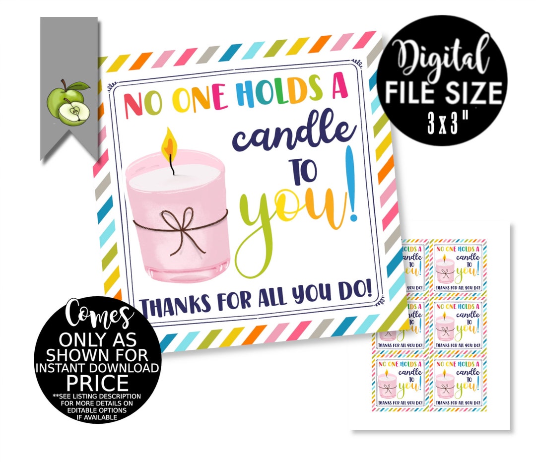Candle Gift Tag, Teacher Appreciation, Best Teacher, Candle to You,best ...