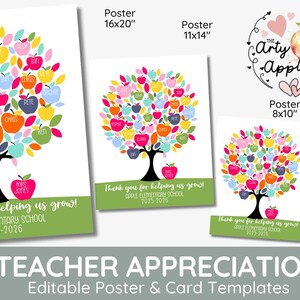 Editable Rainbow Teacher Class Apple Tree Gift, Digital Download, Kids ...