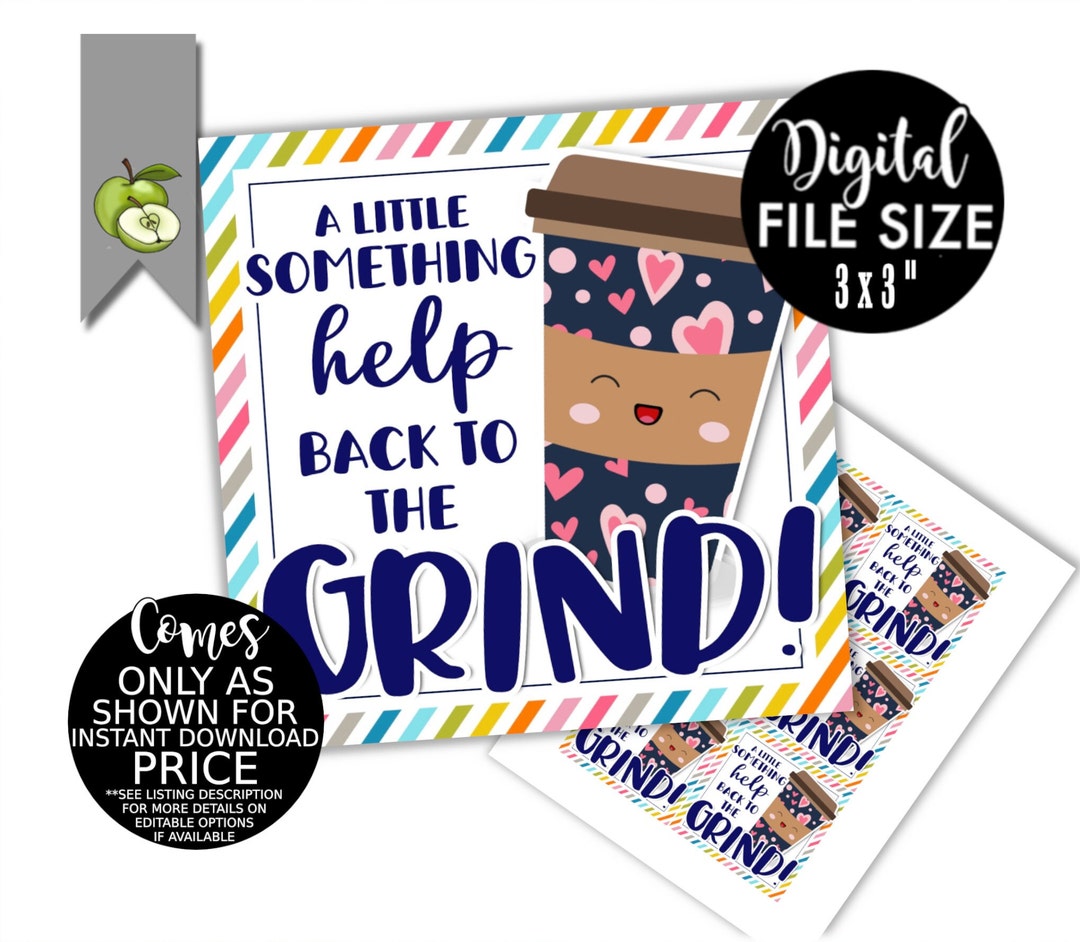 Caffeine Boost Gift Tag, Back to the Grind Teacher Appreciation, Coffee ...