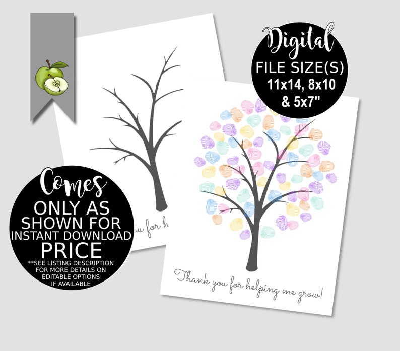 Teacher Appreciation Gift Fingerprint Class Tree Personalised - Etsy