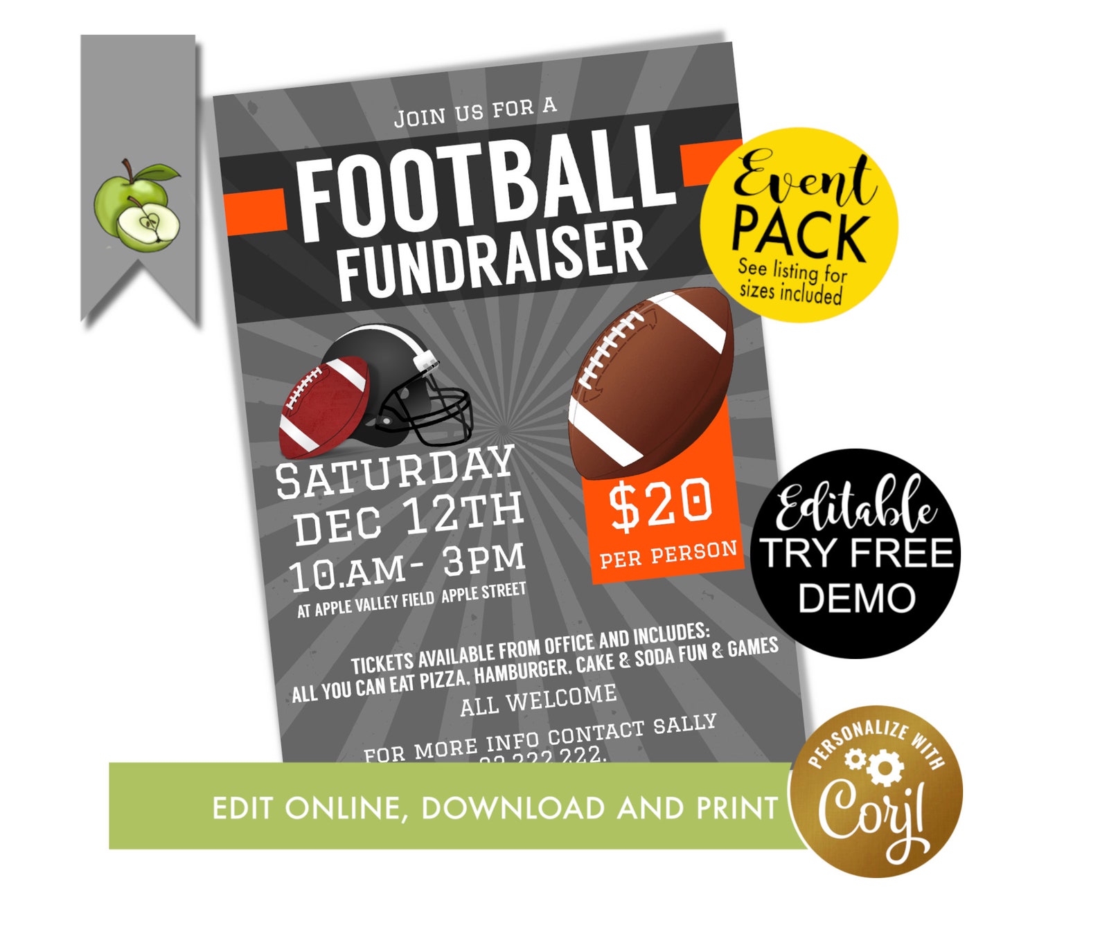Football Fundraiser Flyer Football Tournament Poster School - Etsy UK