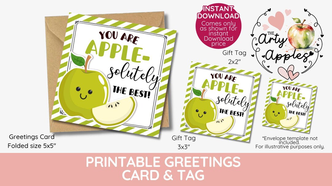 You Are Apple-solutely the Best!” Printable Card | Fun Apple Pun Thank ...