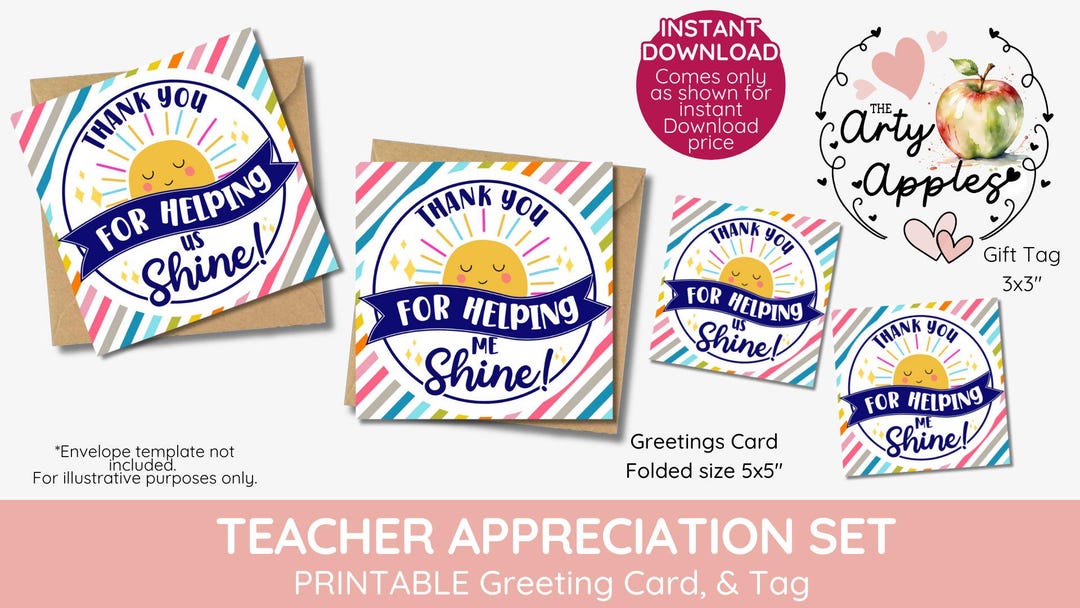 Thank You Helping Me Shine, Teacher Gift Tag, BOTH Us & We Shine ...