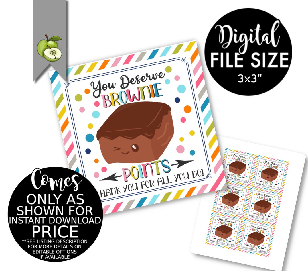 You Deserve Brownie Points Gift Tag, Thank You for All You Do Blondy ...