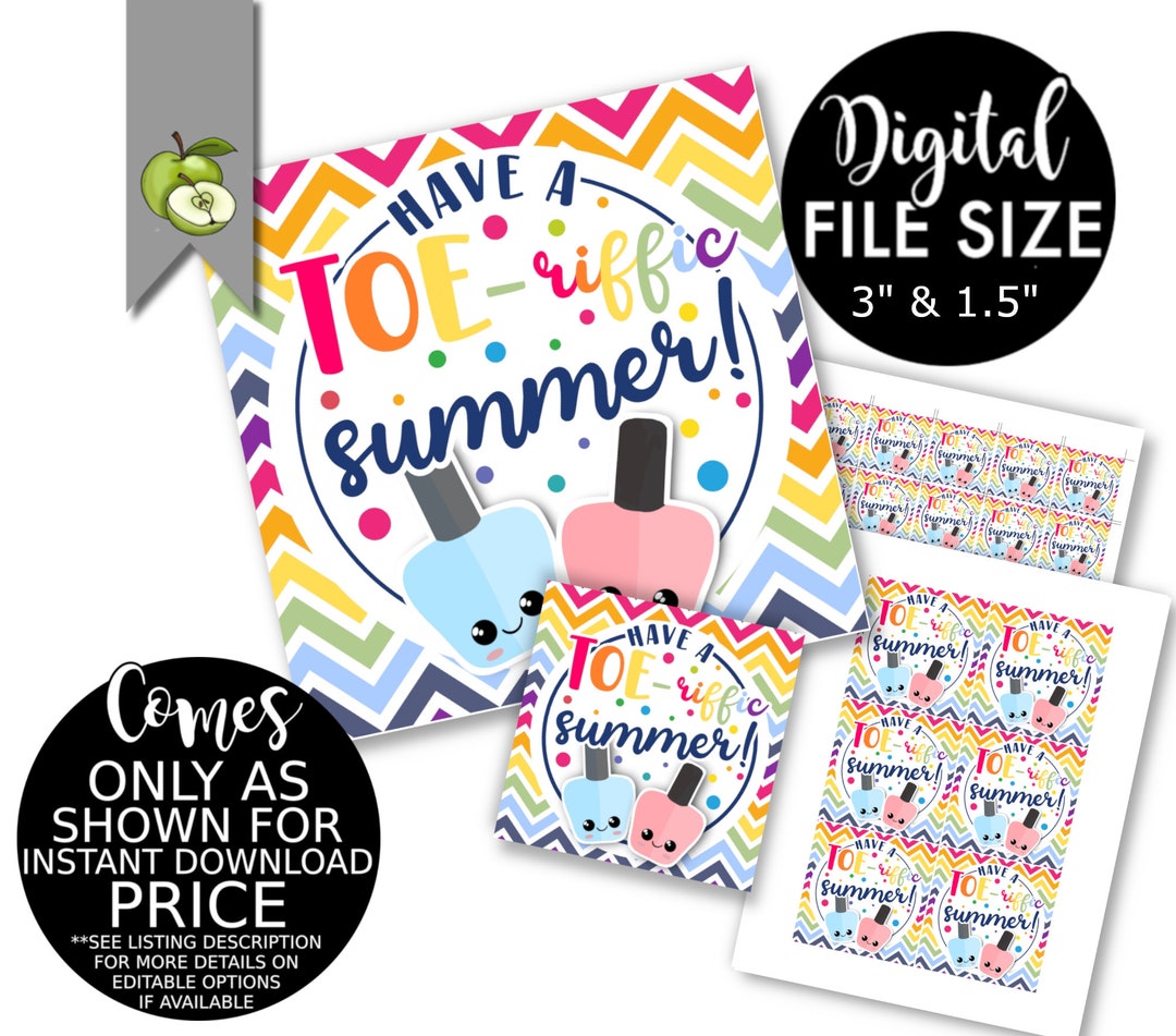 Have a Toe-riffic Summer, Nail Polish Printable Gift Tags, Teacher ...