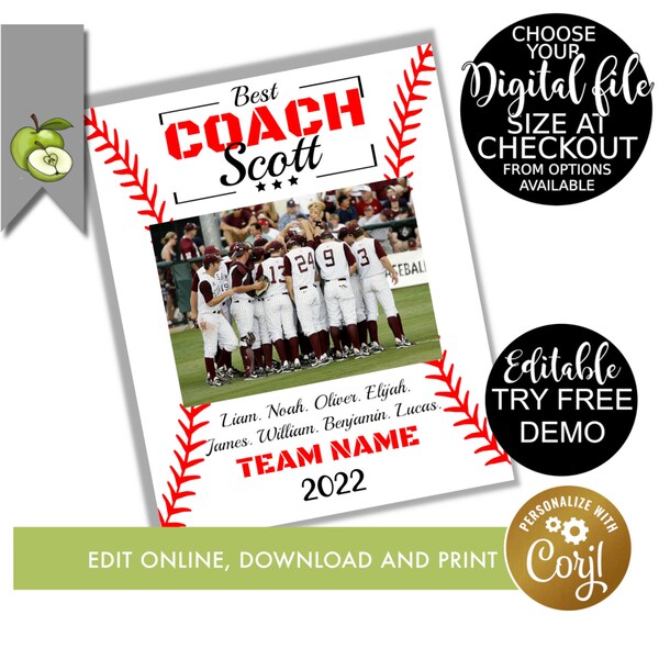 Baseball Thank You Coach - Etsy