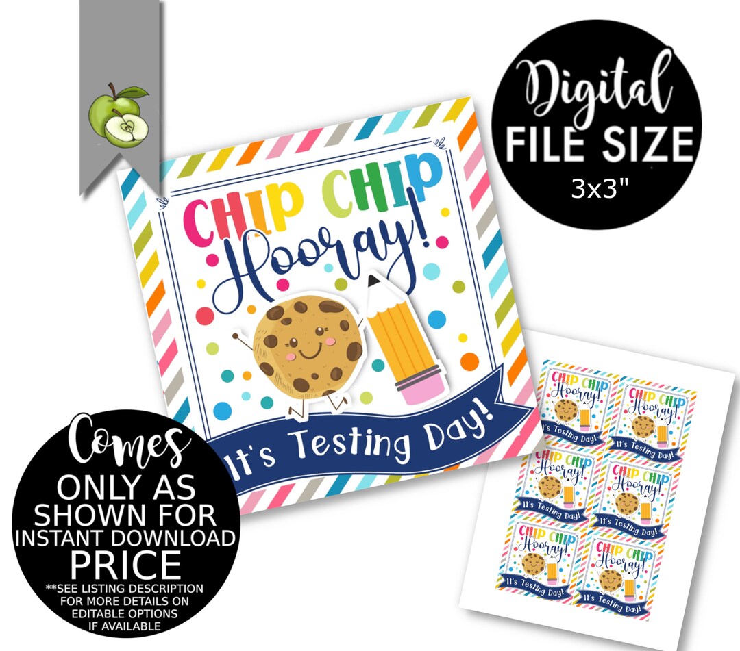 Testing Day Printable Gift Tag Chip Chip Hooray Perfect for Students ...