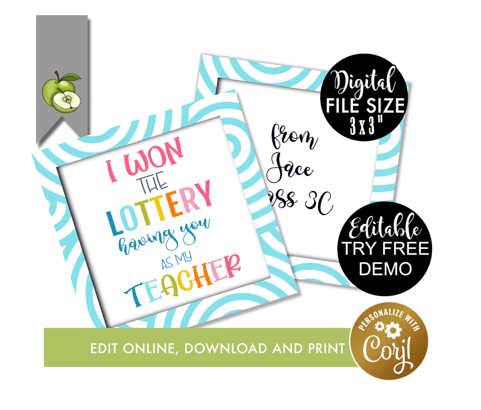 Editable Won the Lottery School Gift Tags I Won the Lottery - Etsy