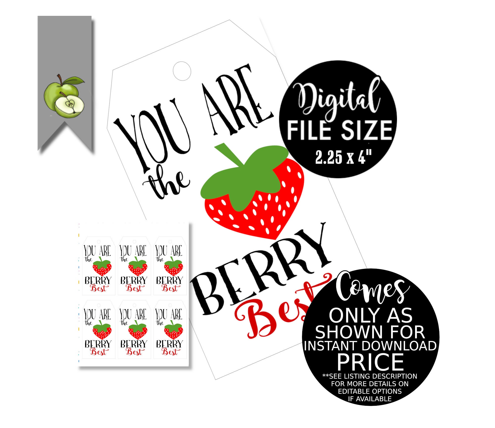 You Are the Berry Best Gift Tag Thank You Gift Strawberry | Etsy UK