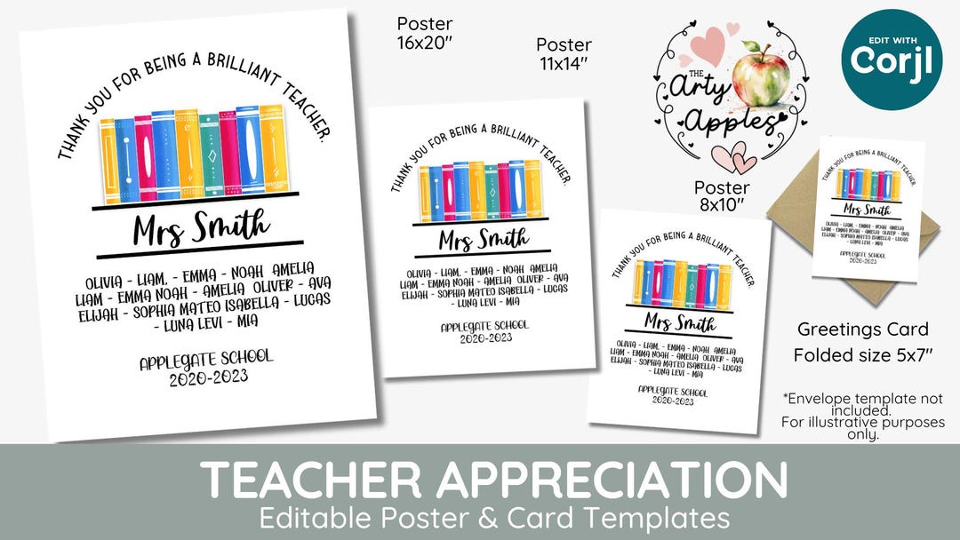 Editable Teacher Appreciation Week Class Poster Book Gift, Best Teacher ...