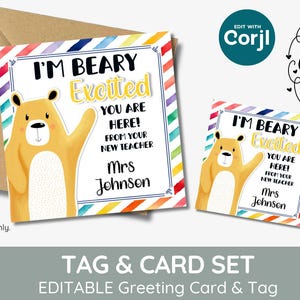 Editable I'm Beary Excited You Are Here, Classmate Gift Tag, Friend ...