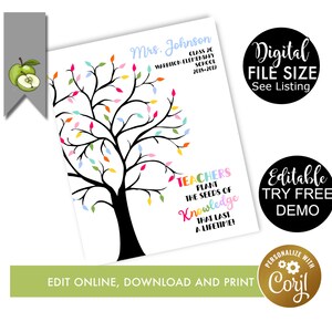 Editable Teacher Appreciation Class Tree Gift, Template Tree ...
