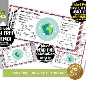 Editable Boarding Pass Template, Vacation Trip of Lifetime, Overseas ...