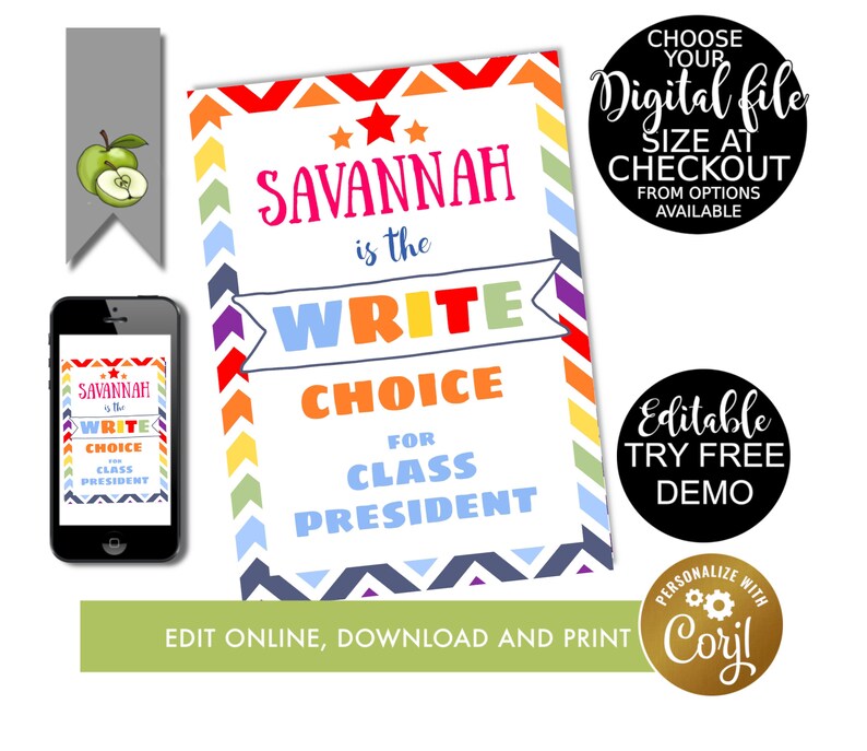 Editable Vote Rainbow Elementary School Vote Flyer Template | Etsy