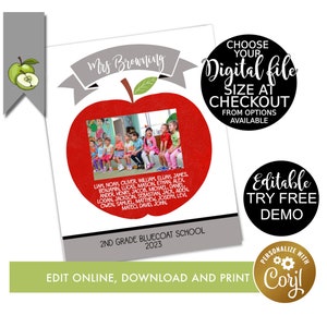 Editable Class Photo for Teacher Appreciation Day, Teacher Template ...