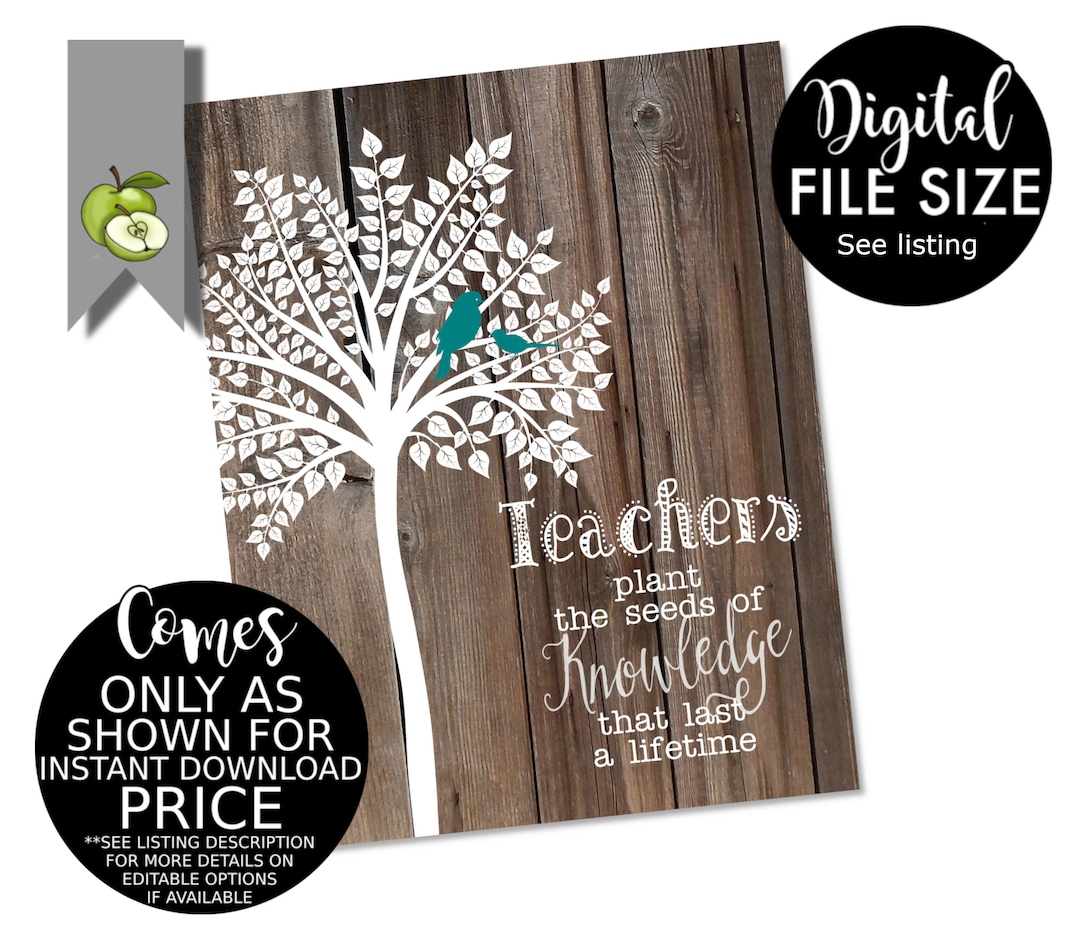 Educator Retirement Gift Printable Tree of Knowledge Personalized ...