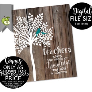 Educator Retirement Gift Printable Tree of Knowledge Personalized ...