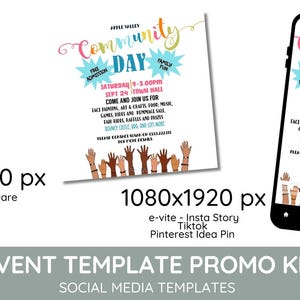 Editable Community Day Flyer Template, Digital Download Block Party ...