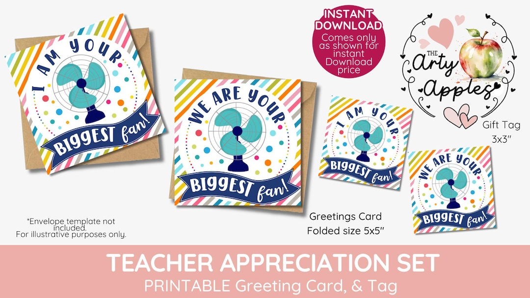 Biggest Fan Printable Gift Tag, We/i Biggest Fan, Teacher Appreciation ...