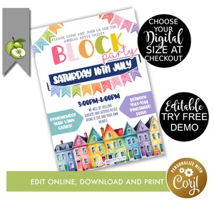 Editable Block Party Flyer Template, Annual Street BBQ, Summer Block ...
