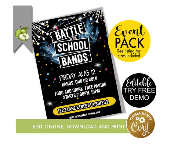 Band Flyer Template Template for a Talent Show Performing | Etsy