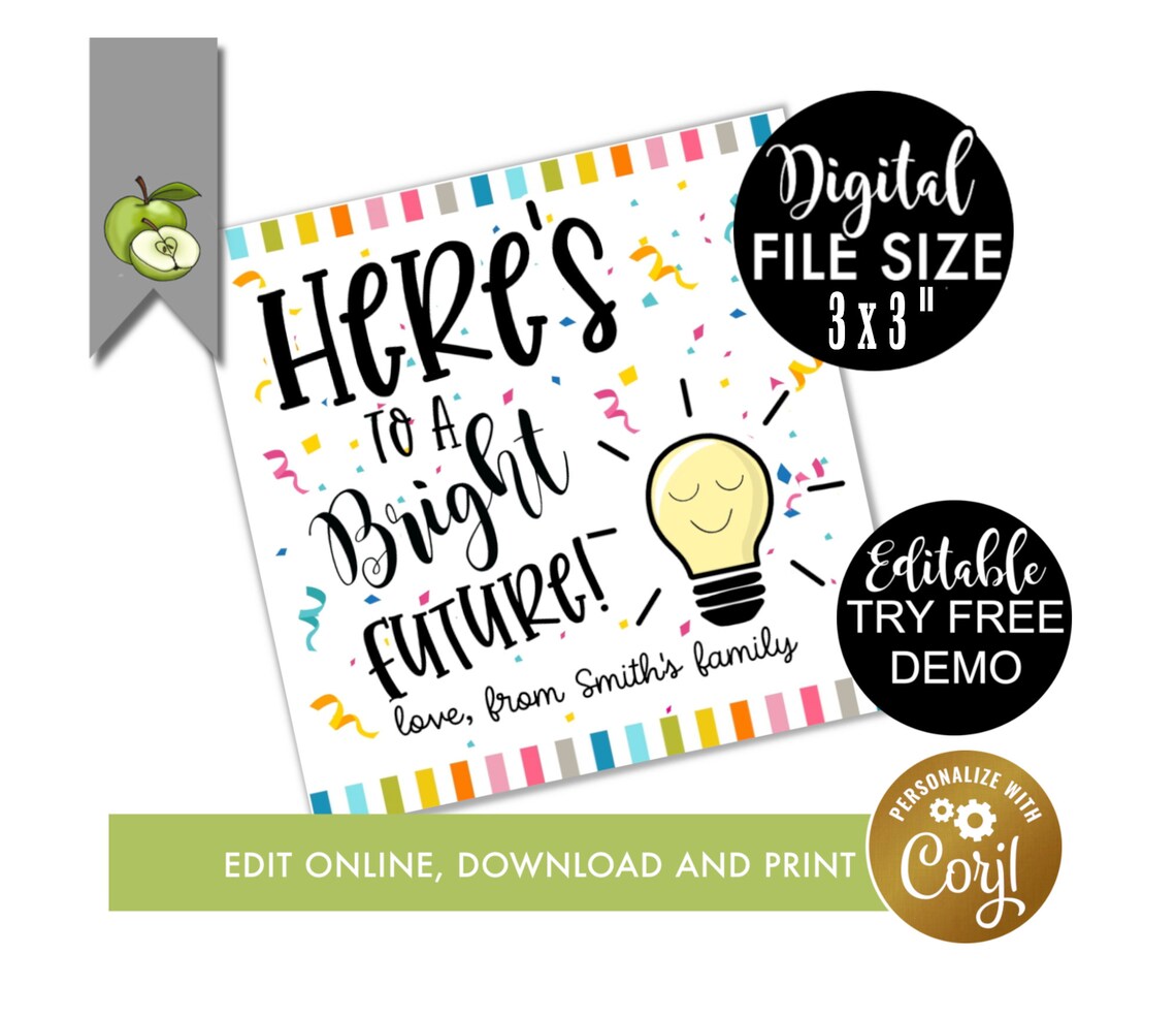 Editable Bright Future Gift Tag the Future is Bright Party - Etsy