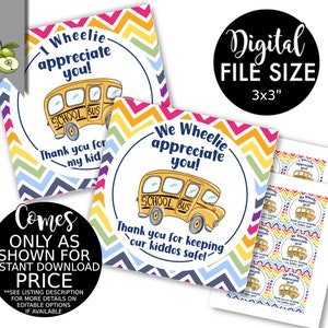 Bus Driver Appreciation Gift Tag, Bus Driver Favor Printable, Thank You ...