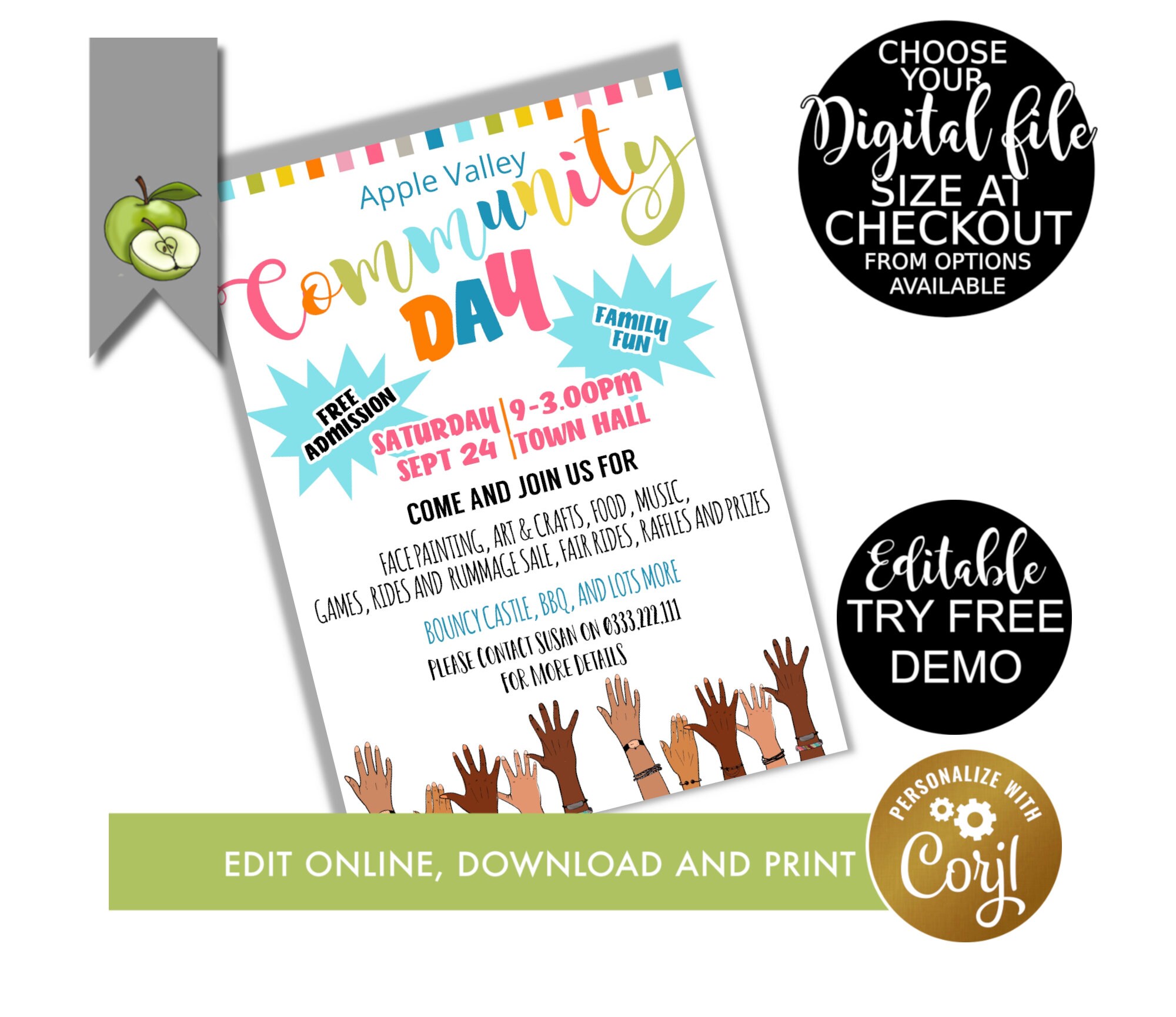 Editable Community Day Flyer Template Digital Download Block | Etsy UK