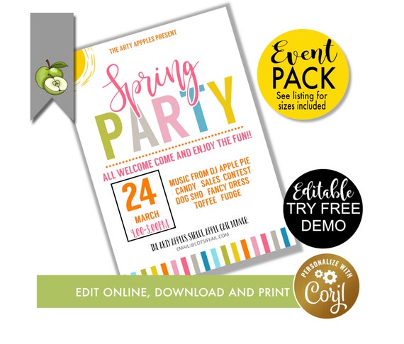 Spring Party Flyer Template Spring Break Theme Poster - Etsy
