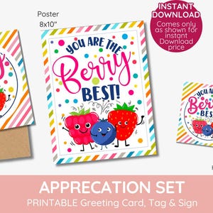 You Are the Berry Best Teacher Appreciation Sign Gift Tag & Card, End ...