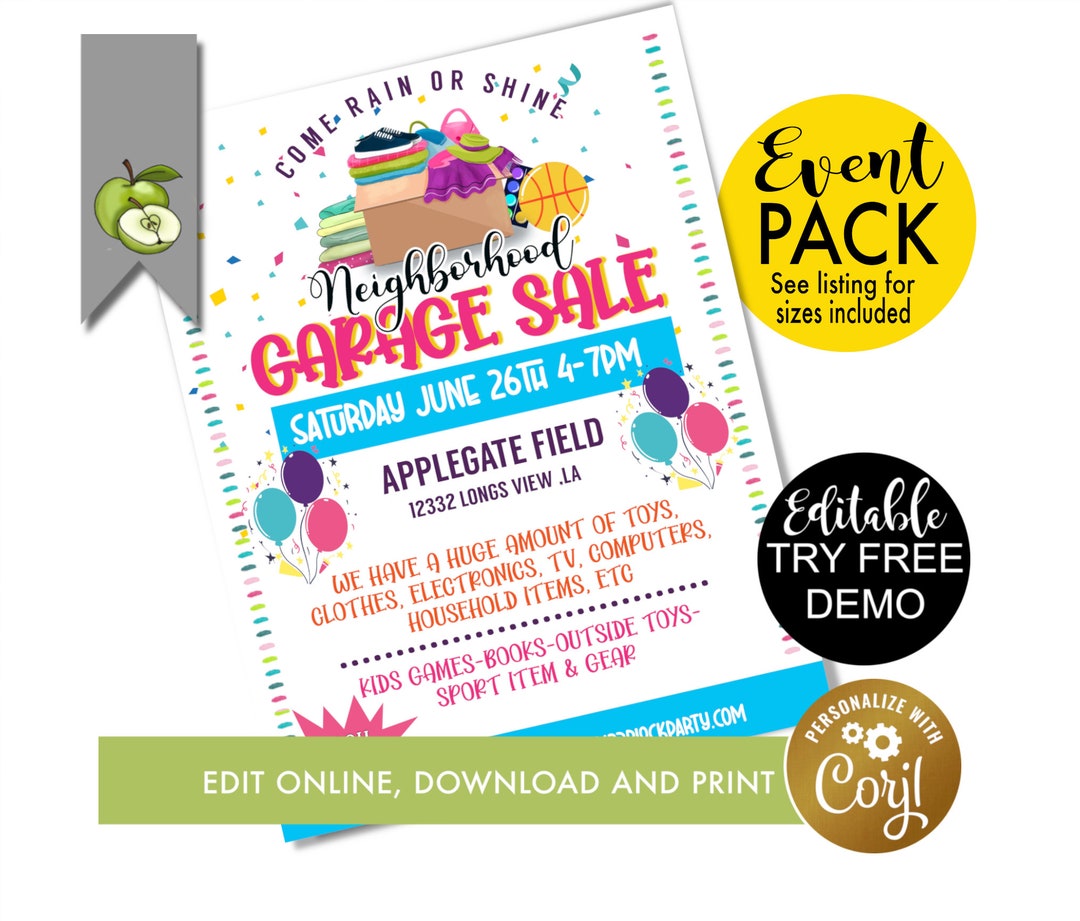 Editable Garage Sale Template, Garage Yard Sale Event, EDITABLE Rummage ...
