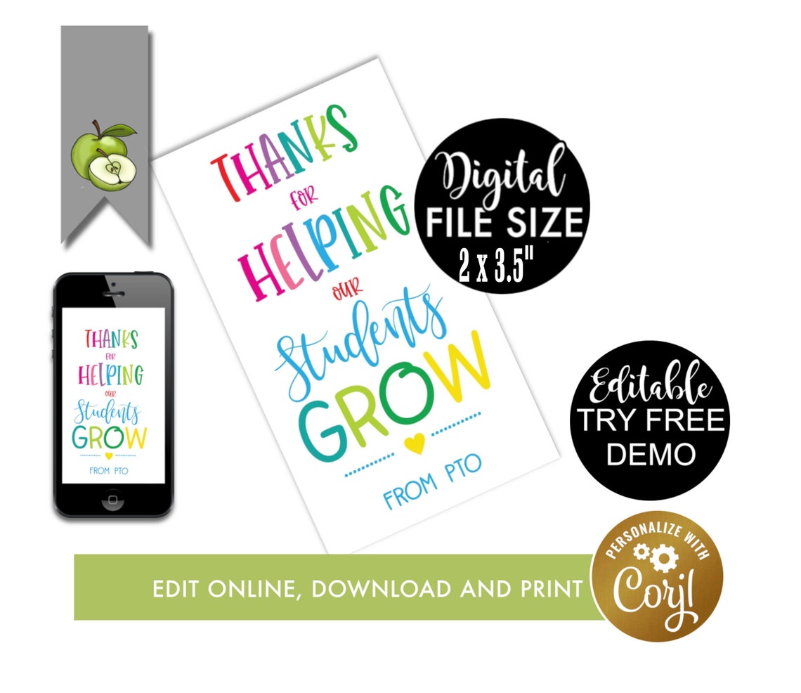 Editable Thanks for Helping Our Students Grow Classmate Tag - Etsy