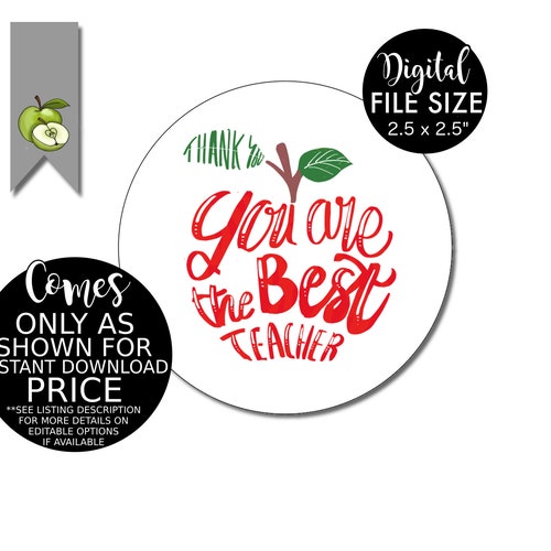 Apple Gift Tag for Teacher / Teacher Appreciation Printable - Etsy