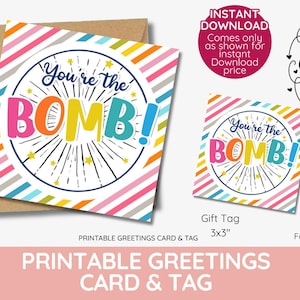 You're the Bomb, Bath Bomb Printable Gift Tag, Teacher Appreciation ...
