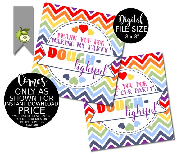 Play Dough Gift Tag Birthday Gift Tag Party Favour Gift | Etsy