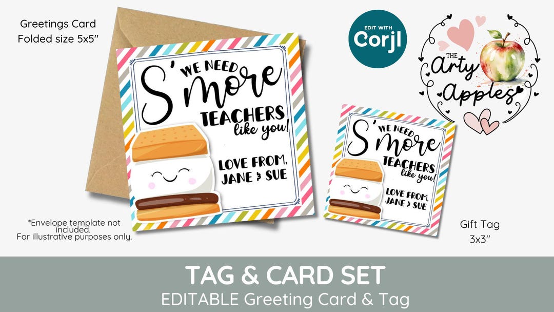 Editable S'more Printable Gift Tags and Card, Teacher Appreciation, We ...