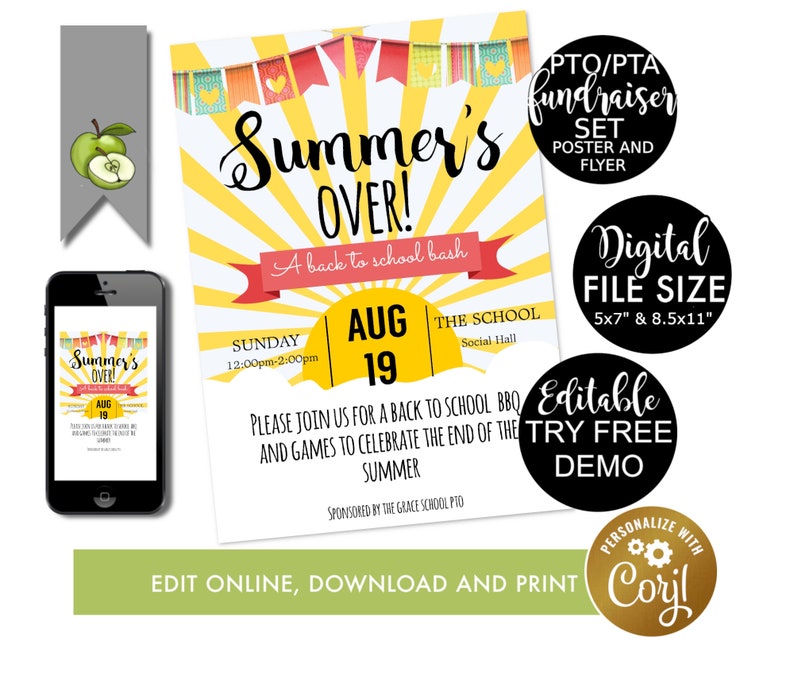 Editable Back to School Party Template Summer's Over New - Etsy