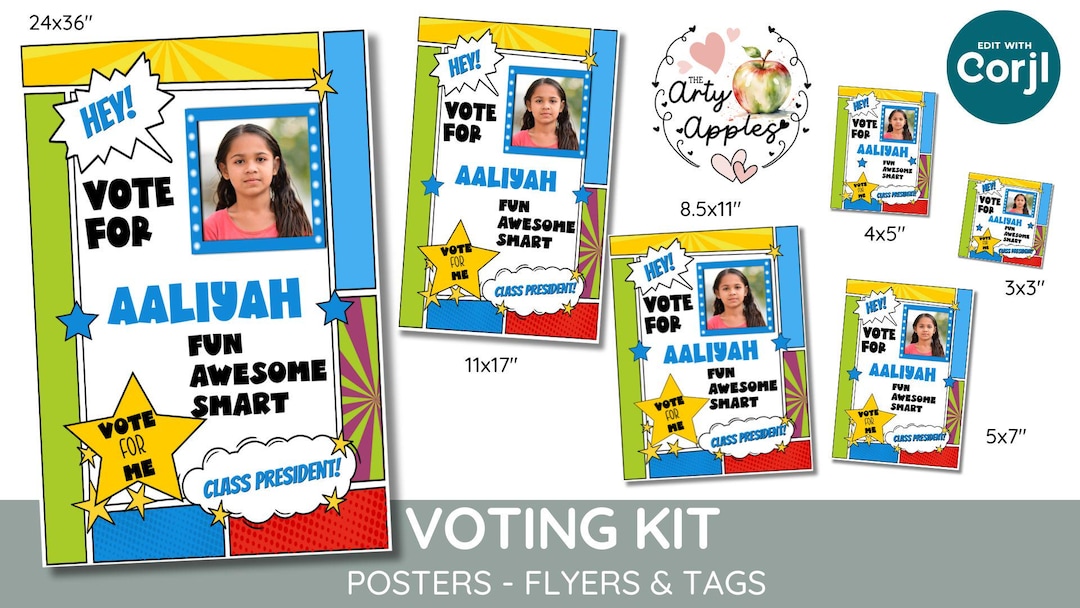 Vote for Class President Poster, Editable Printable, PTO Fundraiser ...
