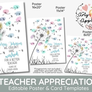 Editable Dandelion Teacher Appreciation, We Couldnt Have Wished for a ...